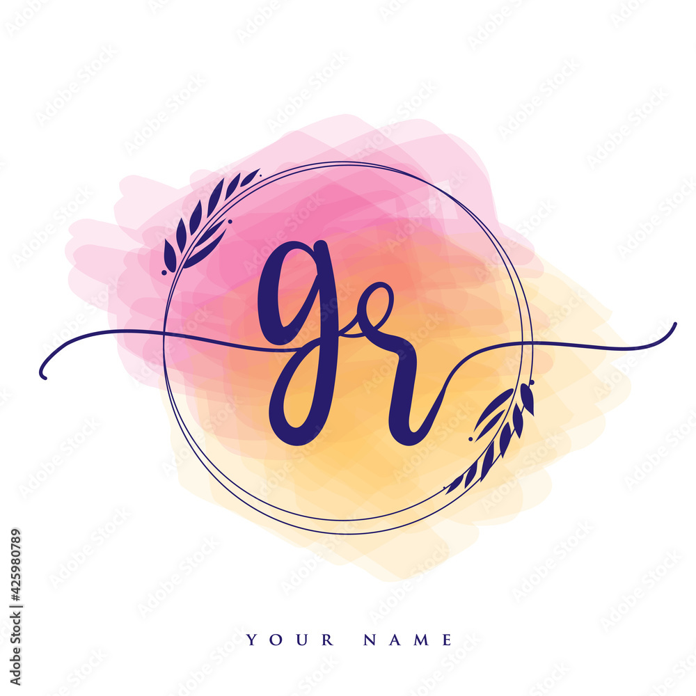 GR Initial handwriting logo. Hand lettering Initials logo branding ...