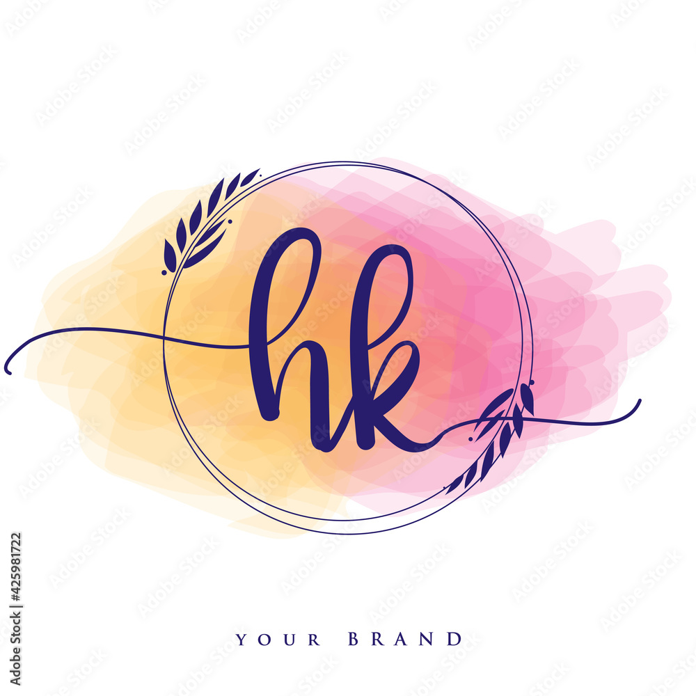 HK Initial handwriting logo. Hand lettering Initials logo branding ...