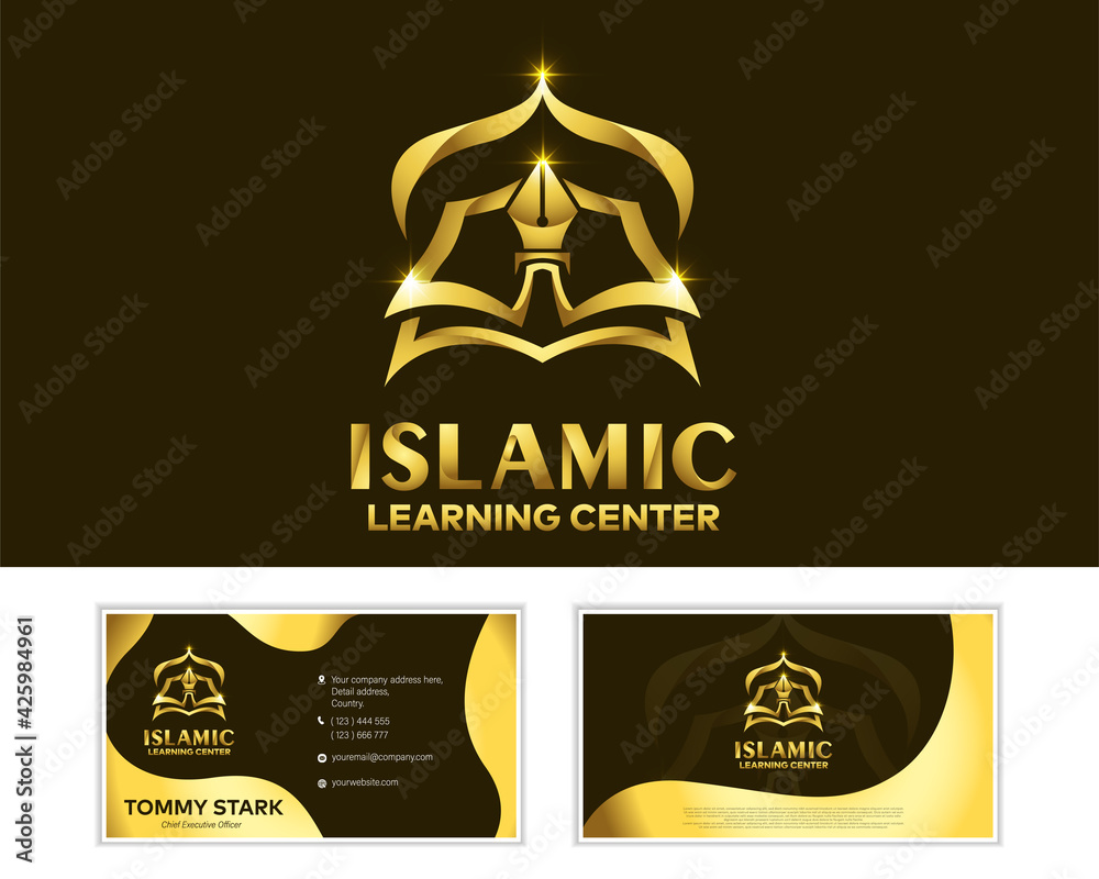 Luxury islamic learning center logo for company with business card ...