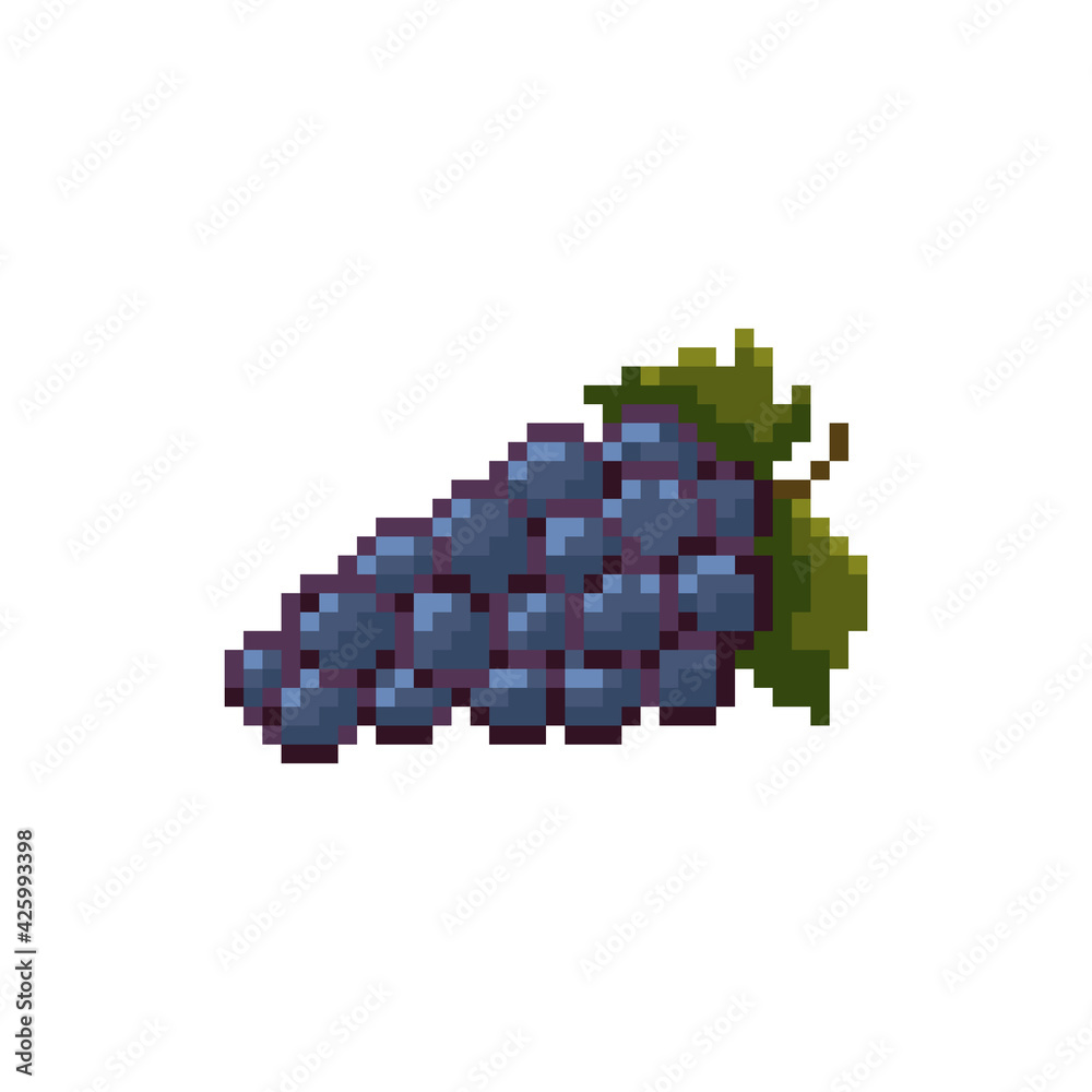 Pixel art blue grapes icon. Isolated pixel bunch of grapes symbol ... Pixel art blue grapes icon. Isolated pixel bunch of grapes symbol ...