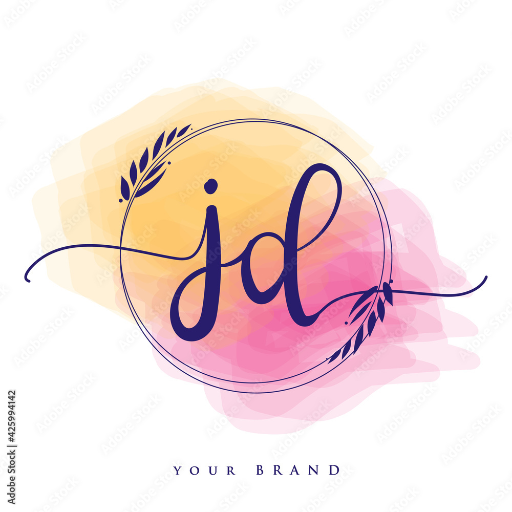 JD Initial handwriting logo. Hand lettering Initials logo branding ...