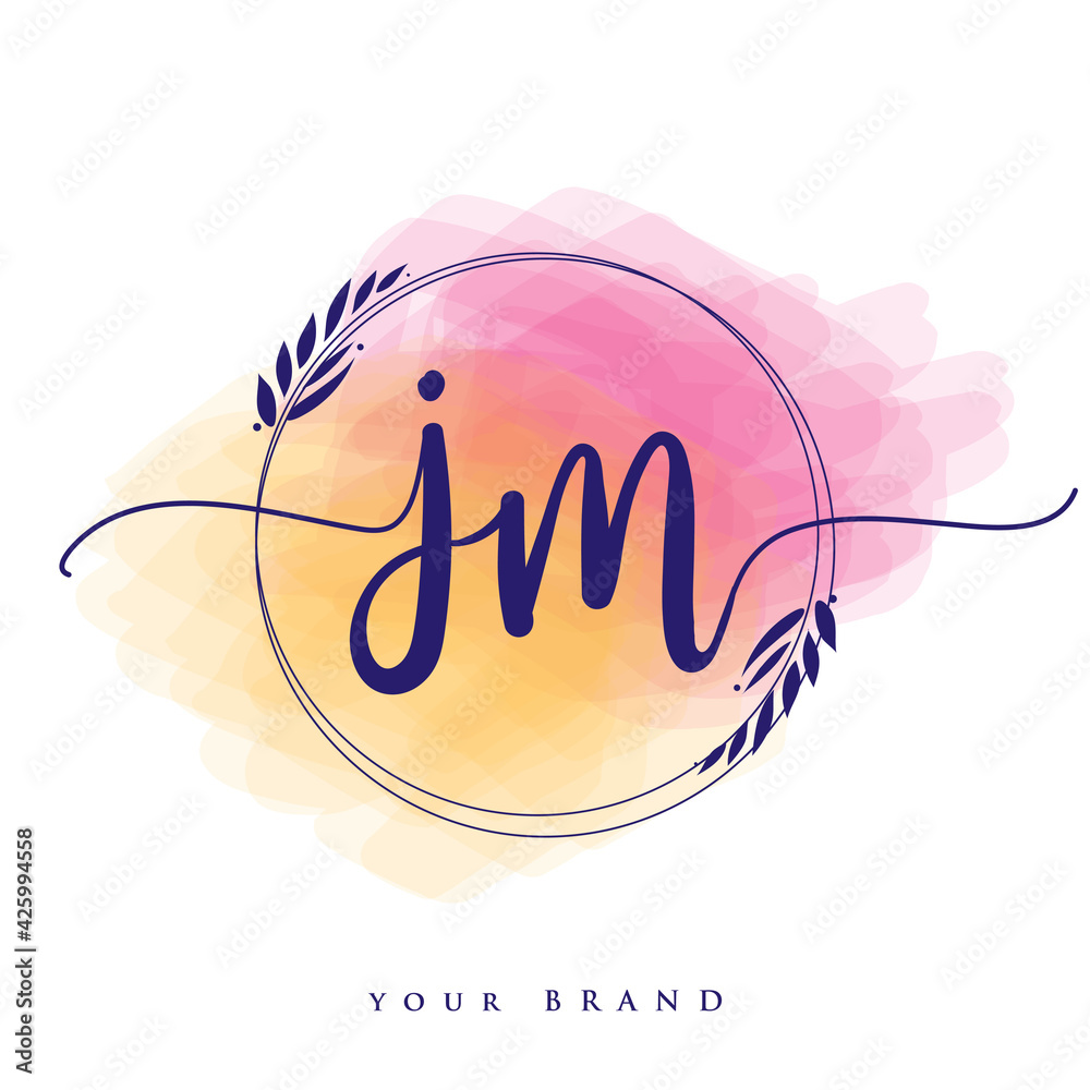 JM Initial handwriting logo. Hand lettering Initials logo branding ...