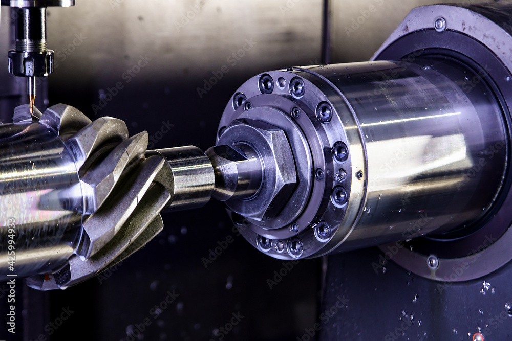 The shaft is a bevel gear with a round tooth in the centers on a cnc ...