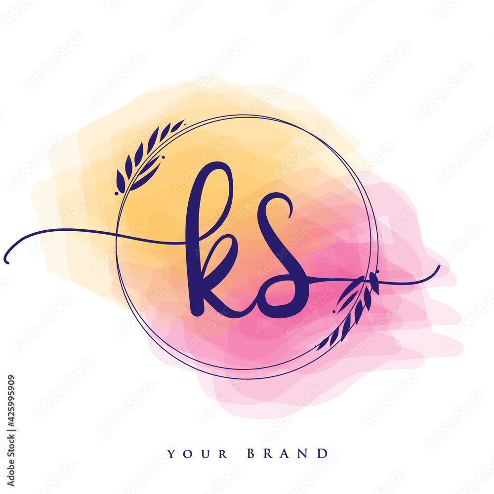 KS Initial handwriting logo. Hand lettering Initials logo branding ...