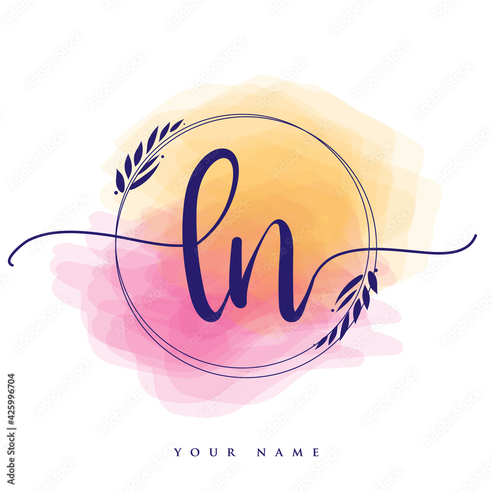 LN Initial handwriting logo. Hand lettering Initials logo branding, Feminine and luxury logo ...