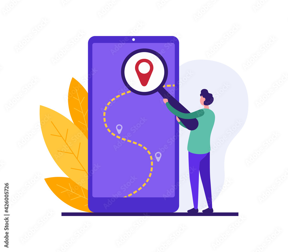 Online tracking and navigation concept. Vector illustration of cartoon ...