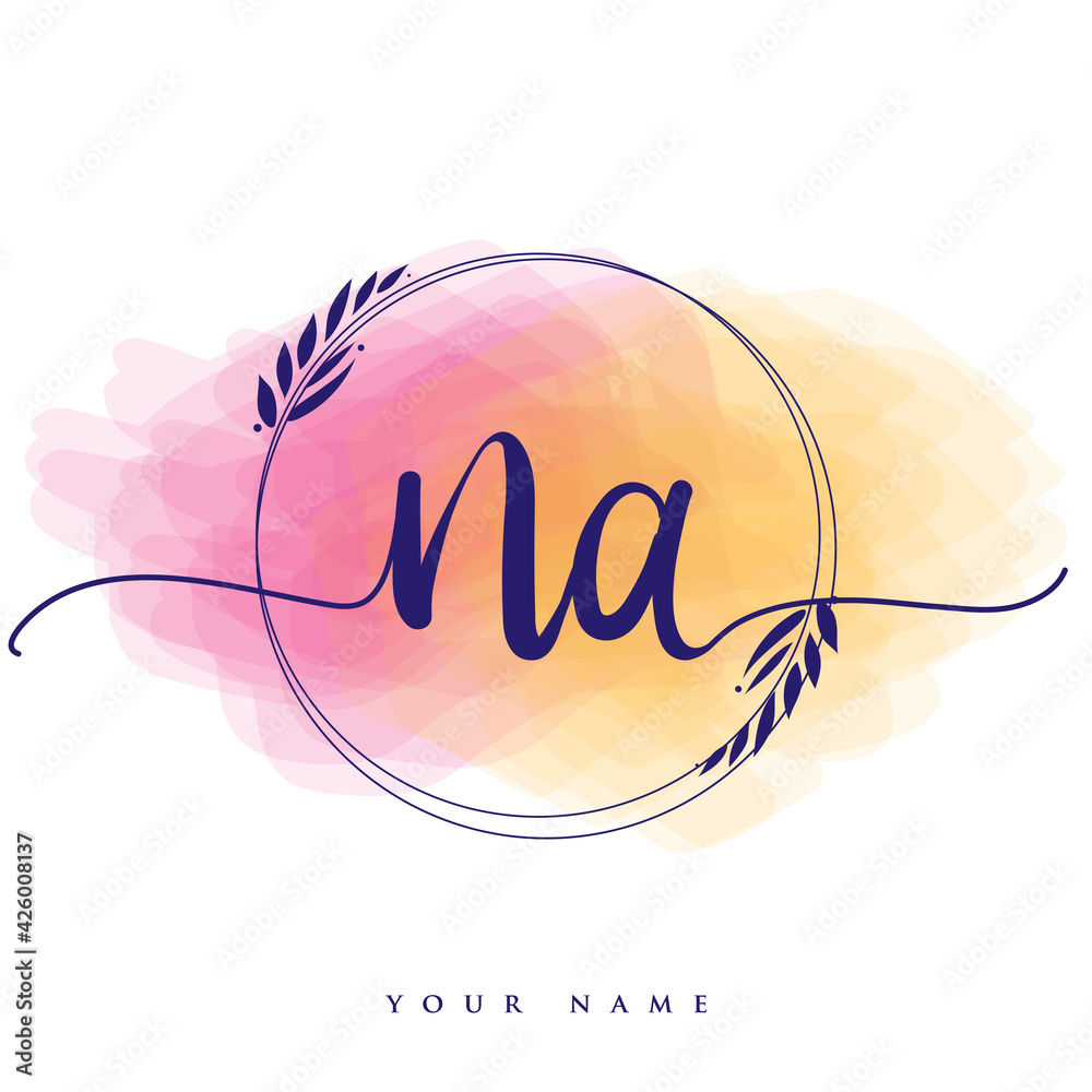 NA Initial handwriting logo. Hand lettering Initials logo branding ...