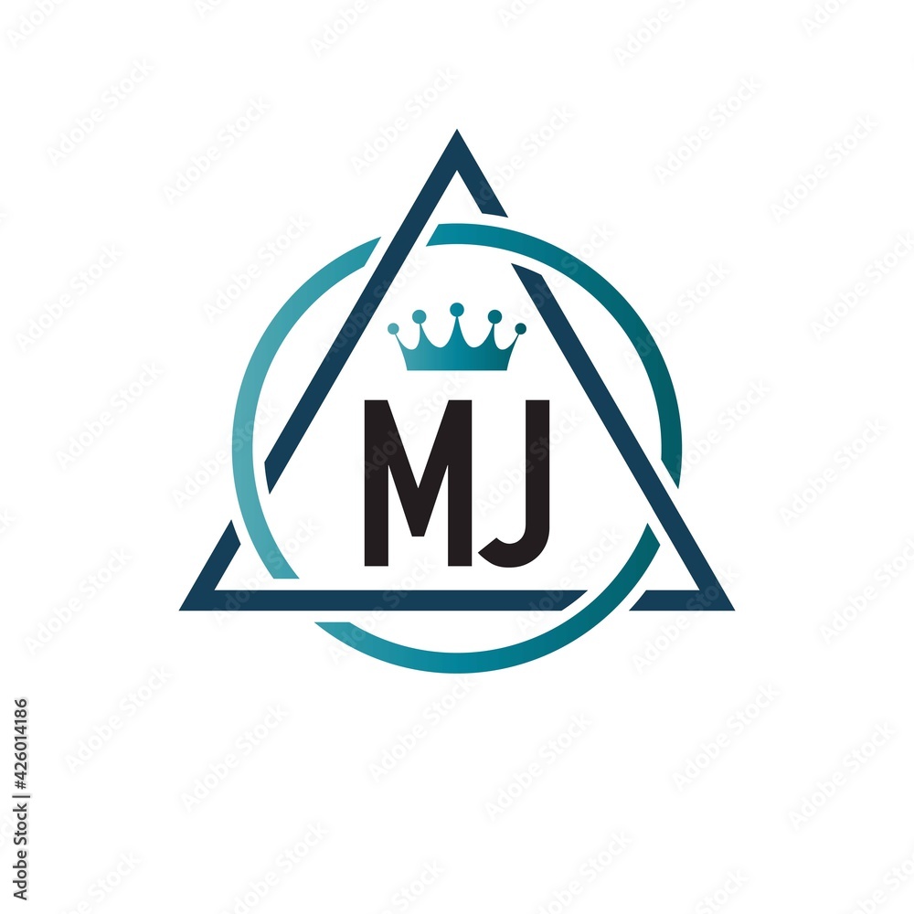 Initial Letter MJ Circle Triangle Logo Design Template. Creative ...