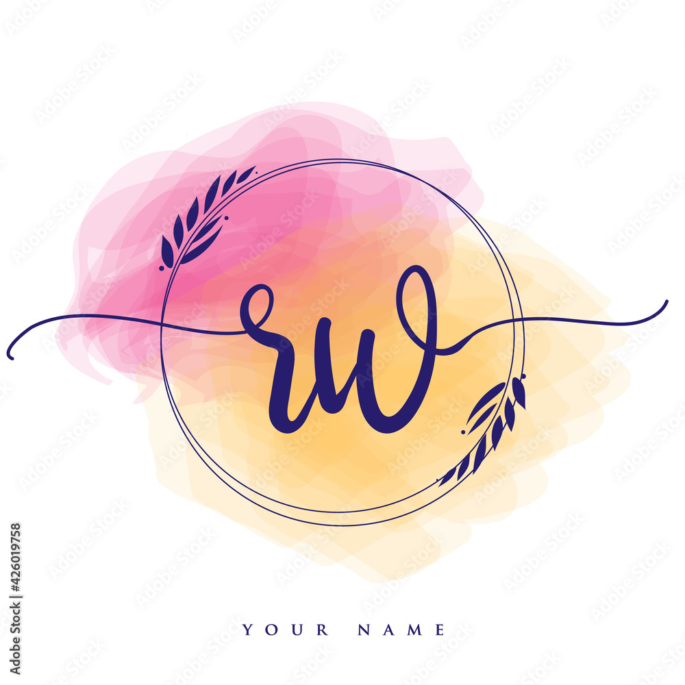 RW Initial handwriting logo. Hand lettering Initials logo branding ...