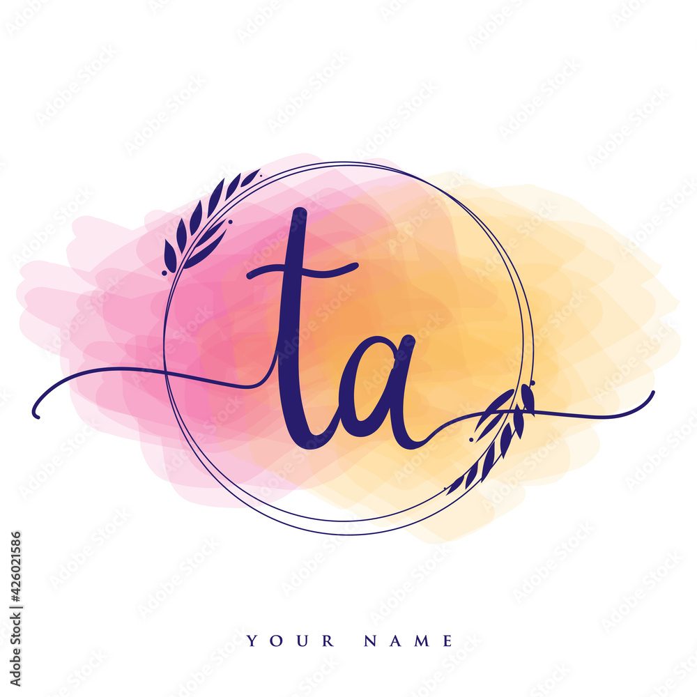 TA Initial handwriting logo. Hand lettering Initials logo branding ...