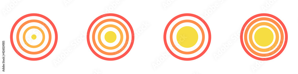 Pain signs set. Circles of pain. Design element for painkiller ...