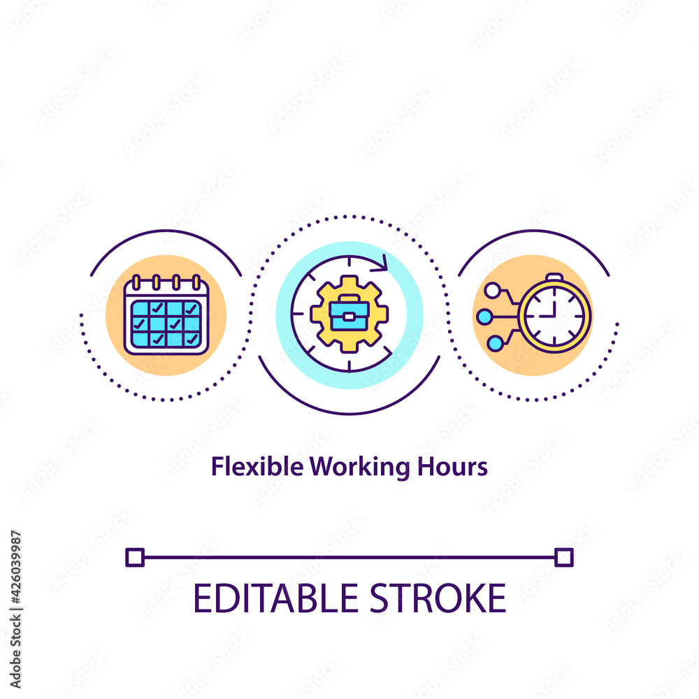 Flexible working hours concept icon. Work-life balance improvement idea ...
