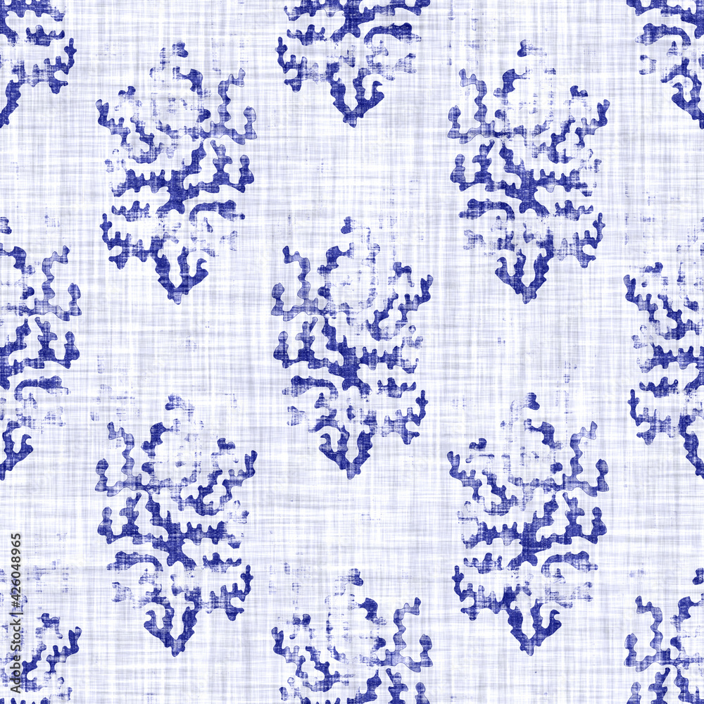 Denim blue seaweed kelp linen texture. Seamless textile effect ...