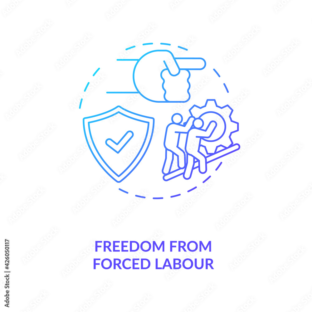 Freedom from forced labour blue gradient concept icon. Stop labour ...