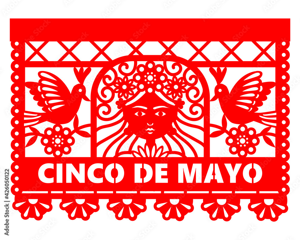 Cinco de Mayo paper flag banner for mexico holiday Stock Vector | Adobe ...