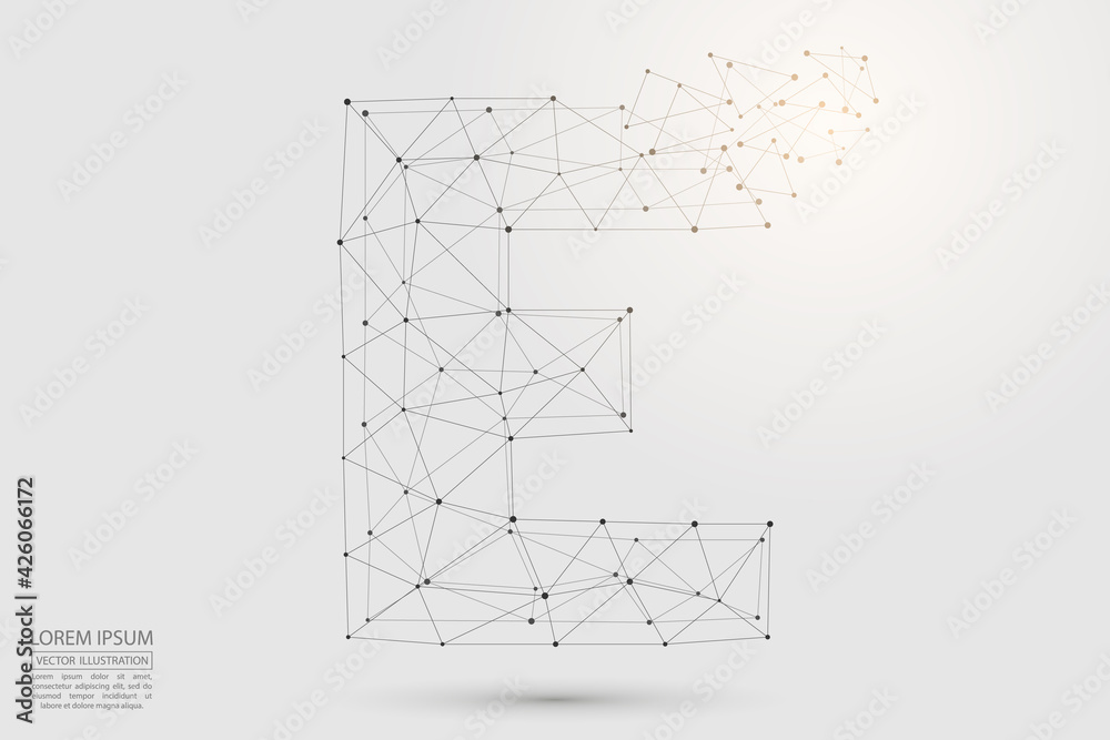 The destruction volumetric 3D letters dark gray on a white background ...