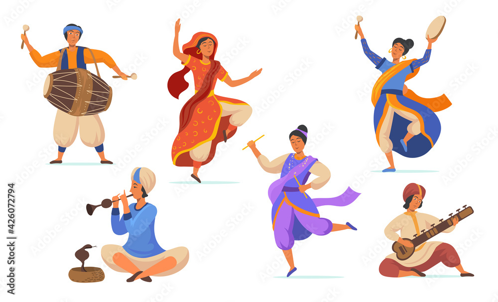 Stylish Indian street artists flat pictures for web design. Cartoon ...