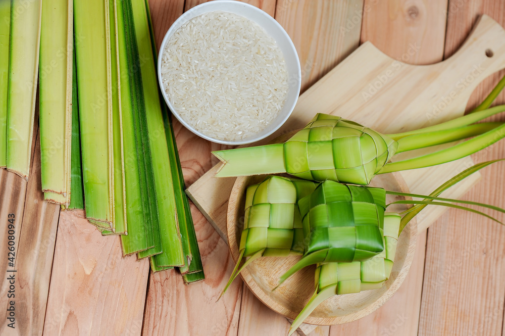 Ketupat: Food containing steamed or sticky rice, usually eaten with ...