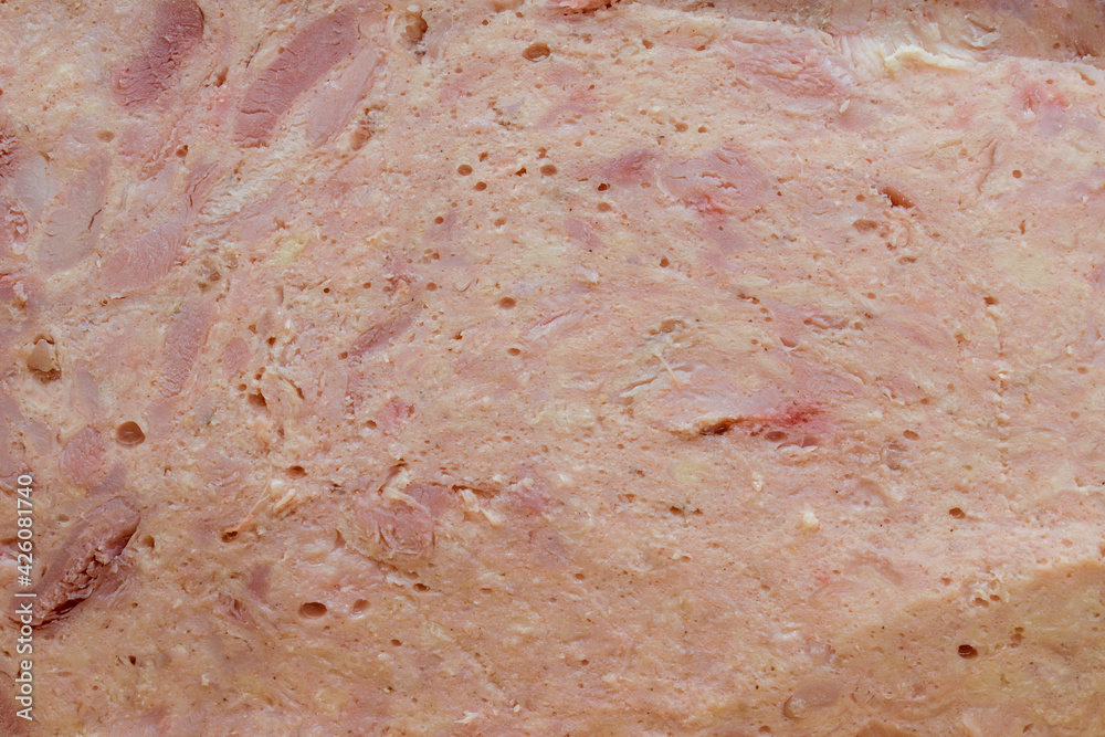 Surface on a ham cut mechanically formed. Delicacy meat concept for the ...