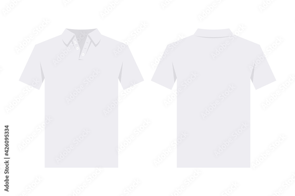 White polo shirt design template, from two sides. Front and back side ...