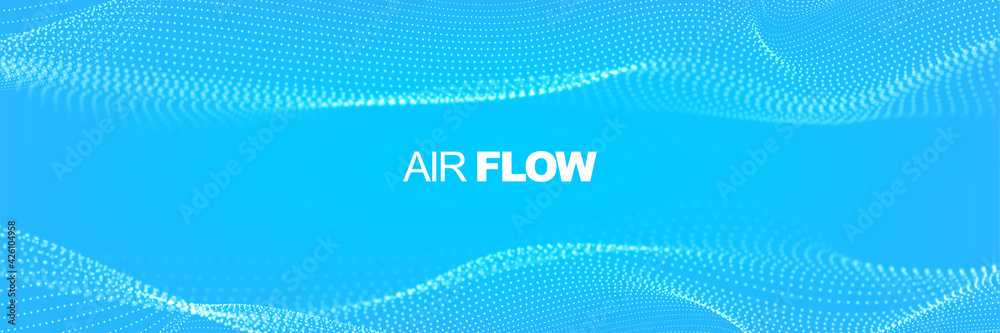 Particle waves showing a stream of clean fresh air. Flowing particles ...