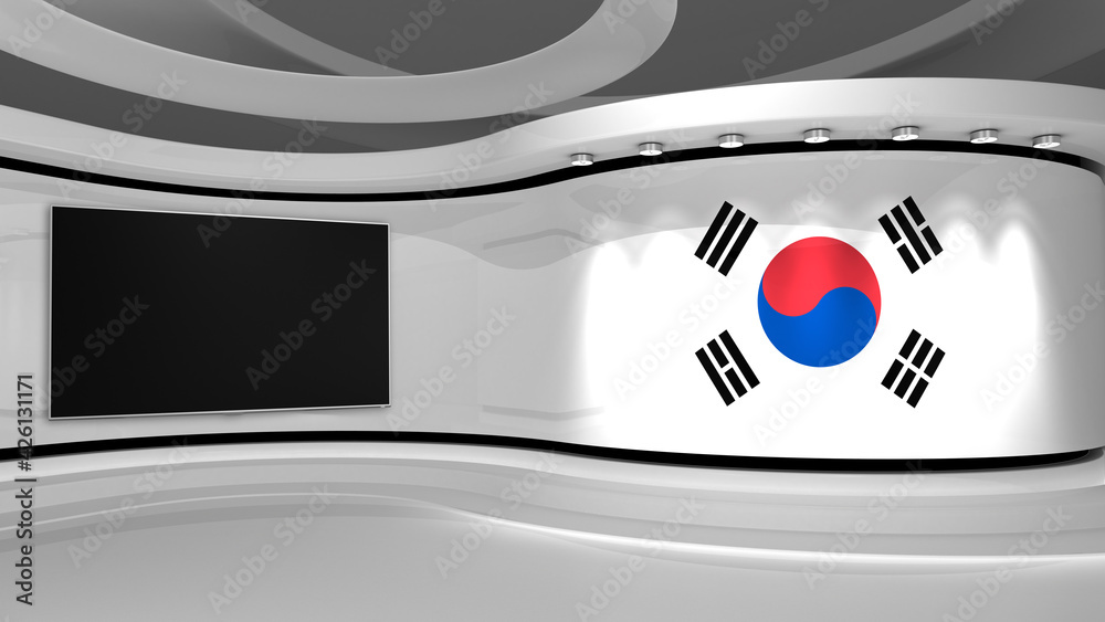 Korea. TV studio. Korea flag background. News studio. The perfect ...