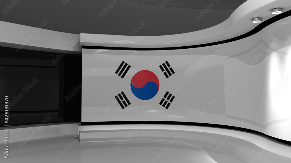 Korea. TV studio. Korea flag background. News studio. The perfect ...