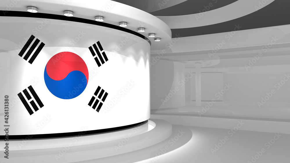 Korea. TV studio. Korea flag background. News studio. The perfect ...