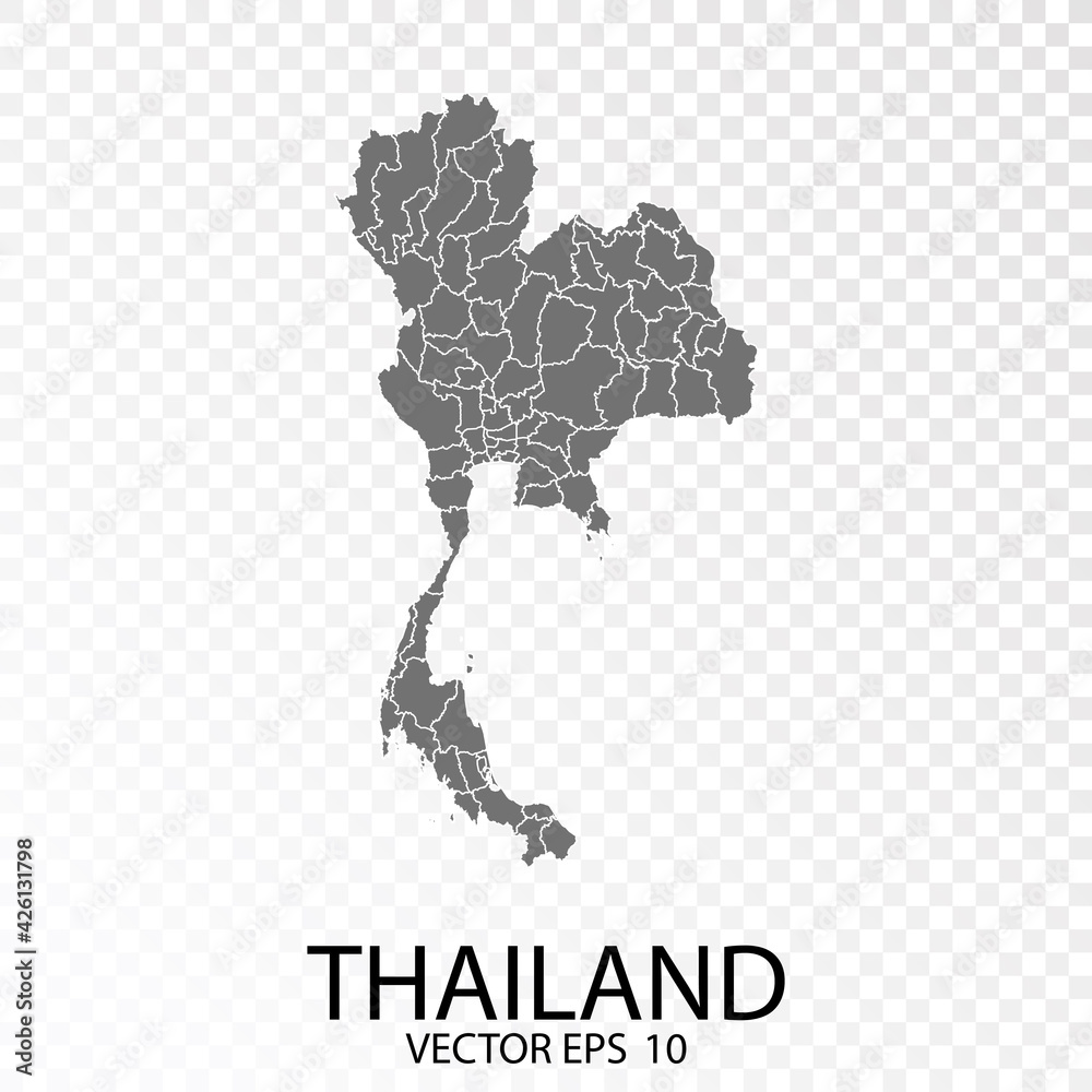 Transparent - Grey Map of Thailand. Vector Eps 10. Stock Vector | Adobe ...