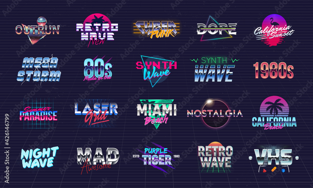 Poster Vector Retro neon logo collection – Tableau | Europosters