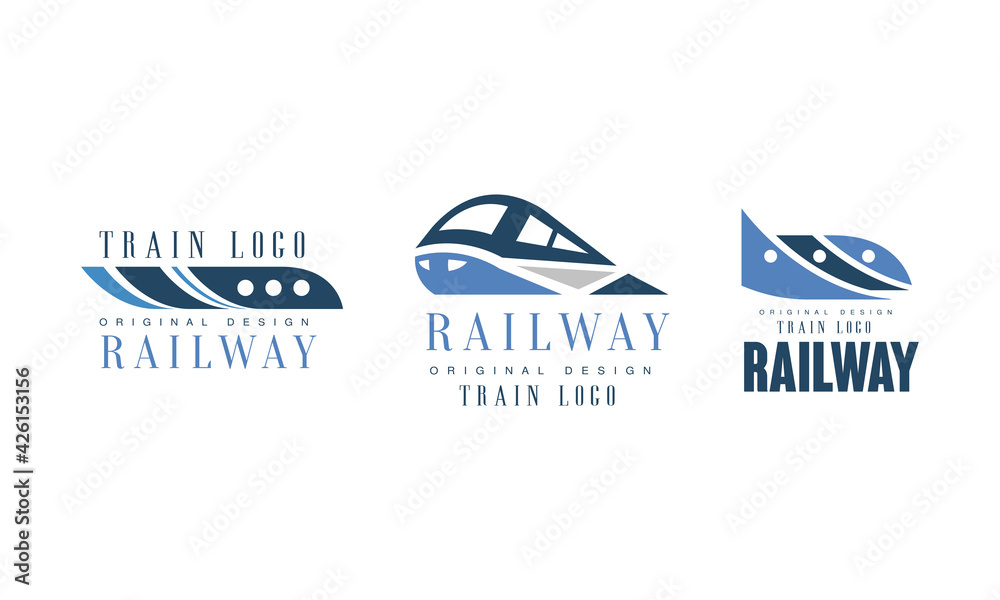 Railway Logo Original Design Templates Set, Train Railroad Transport ...