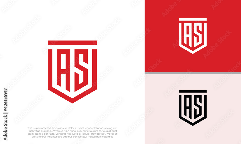 Initials AS logo design. Initial Letter Logo. Shield logo. Stock Vector ...