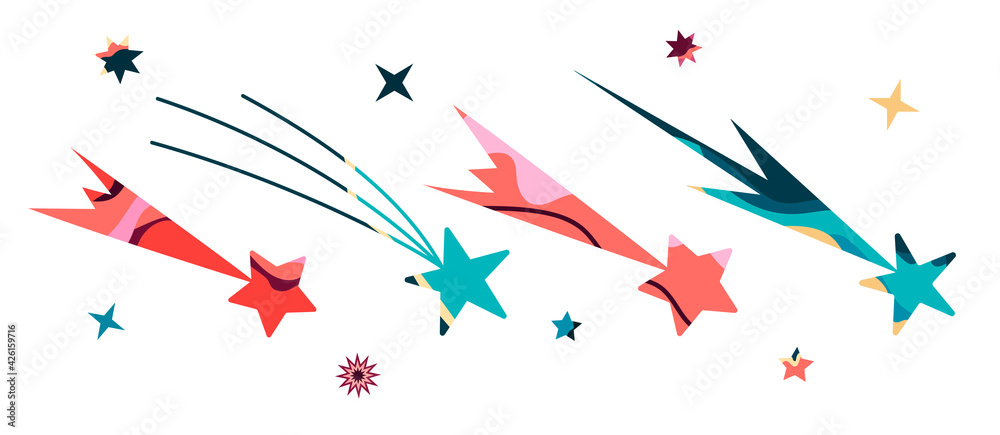 Vector Illustration Of A Space. Big Cosmic flat vector set with ...