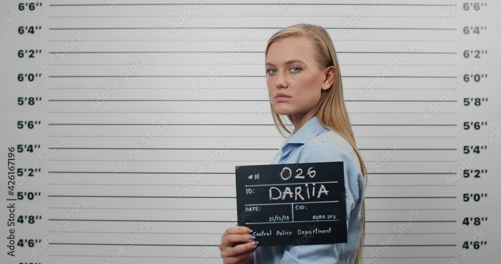 Side profile mugshot of female attractive person with long hair turning ...