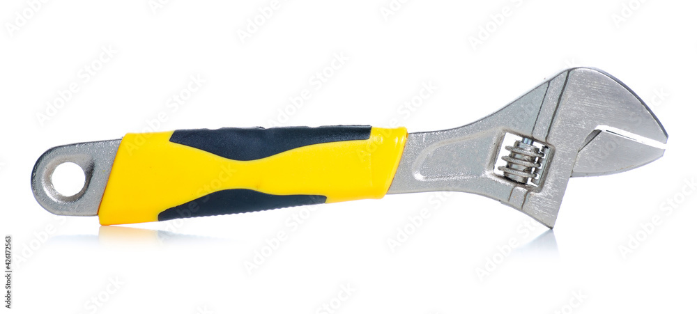Adjustable wrench work tool on white background isolation Stock Photo ...