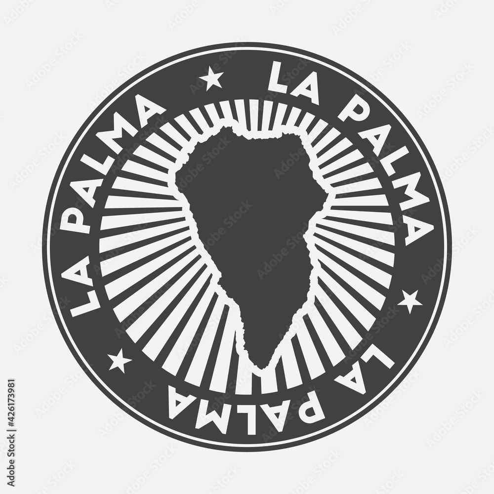 La Palma round logo. Vintage travel badge with the circular name and ...