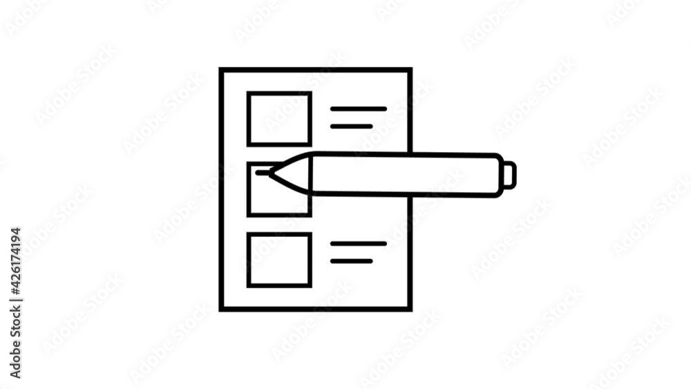 Animated voting related icon. Filling out the ballot in political ...