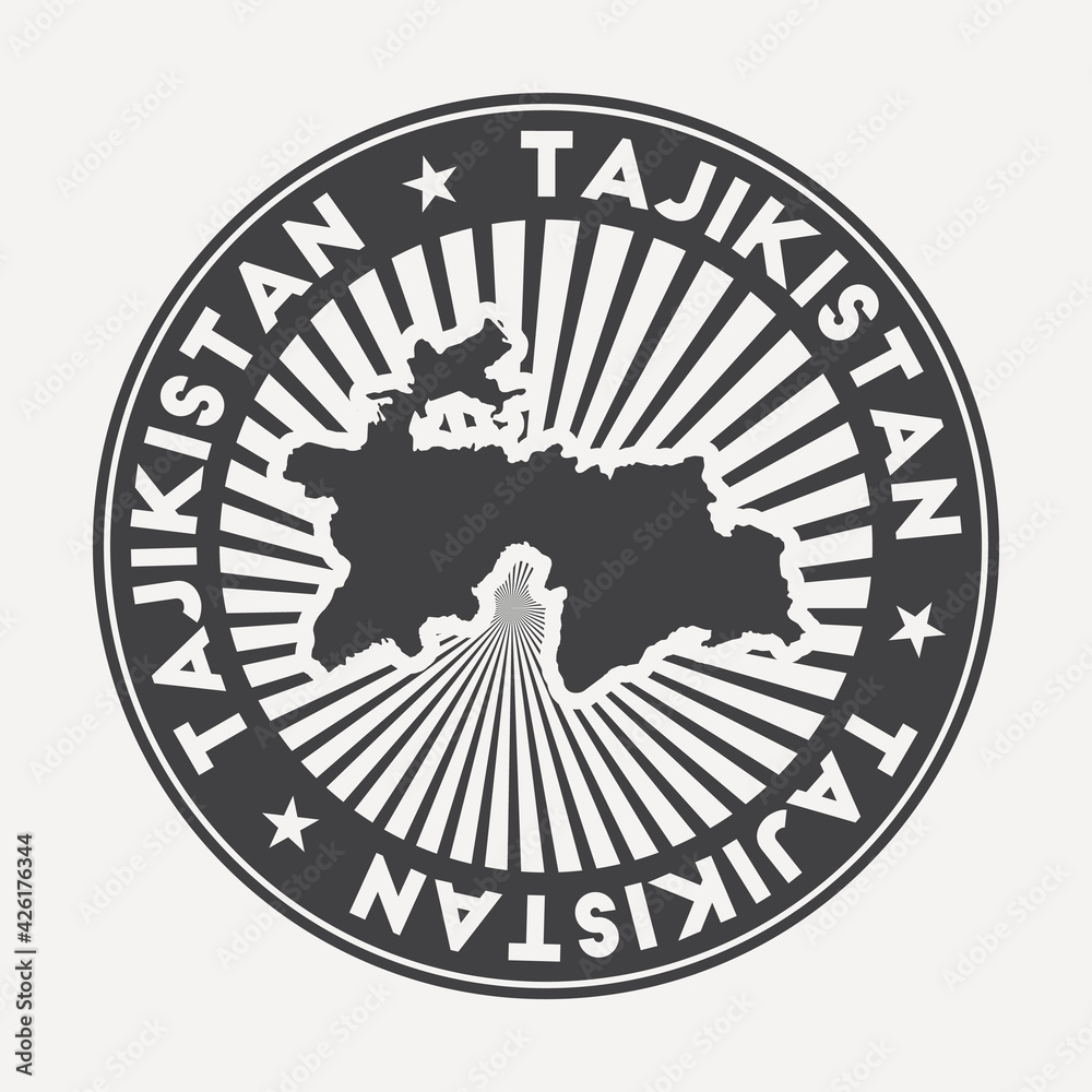 Tajikistan round logo. Vintage travel badge with the circular name and ...