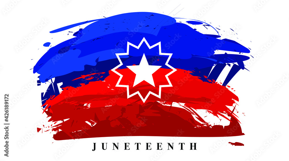 An abstract vector illustration of Juneteenth typography with a splash ...