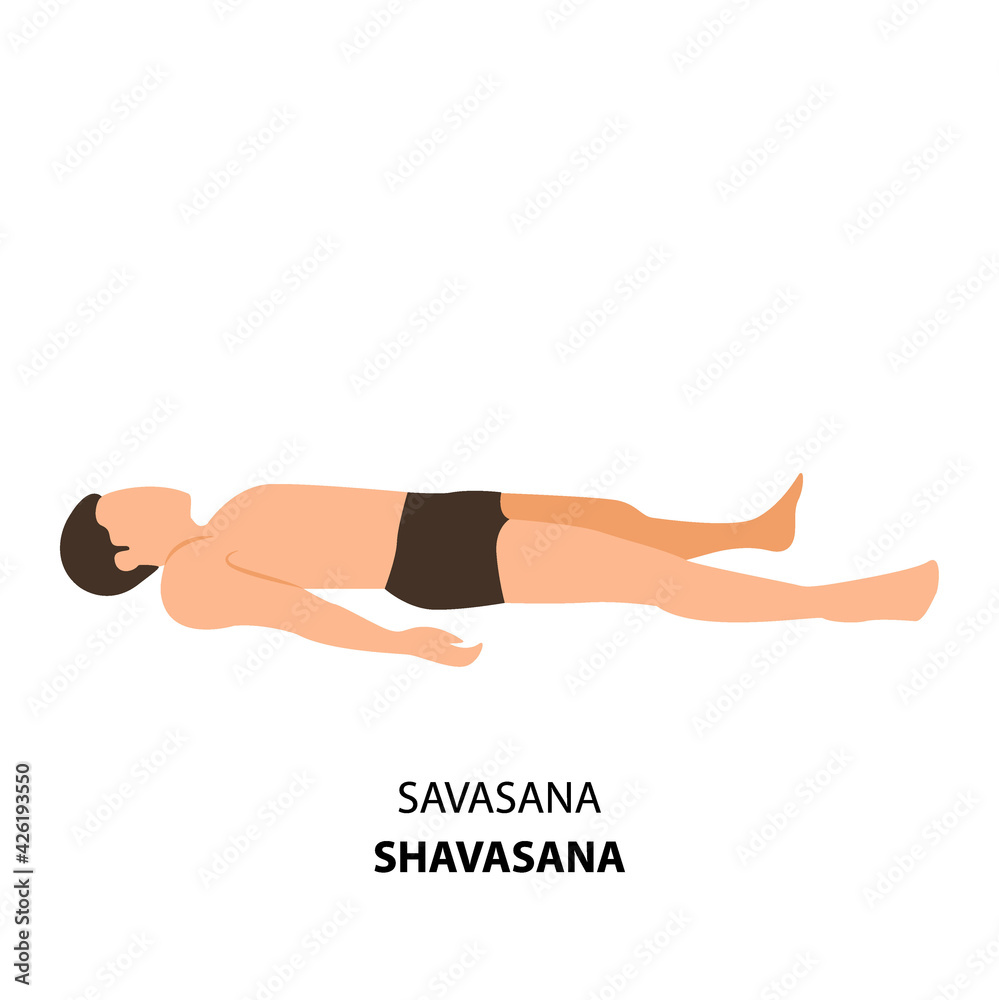 Man practicing yoga pose isolated Vector Illustration. Man lying on the ...