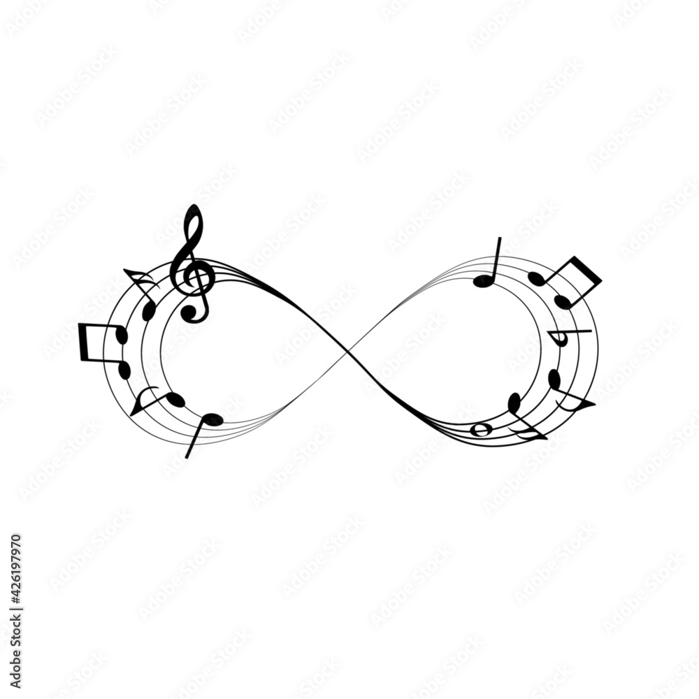 Music infinity concept, musical notes design element, vector ...
