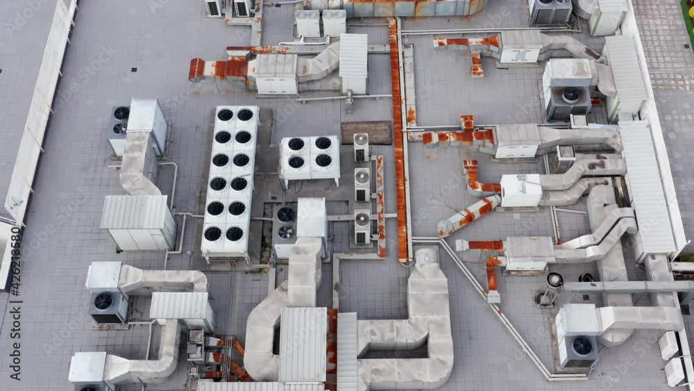 Air conditioning system and ventilation equipment on the roof of a ...