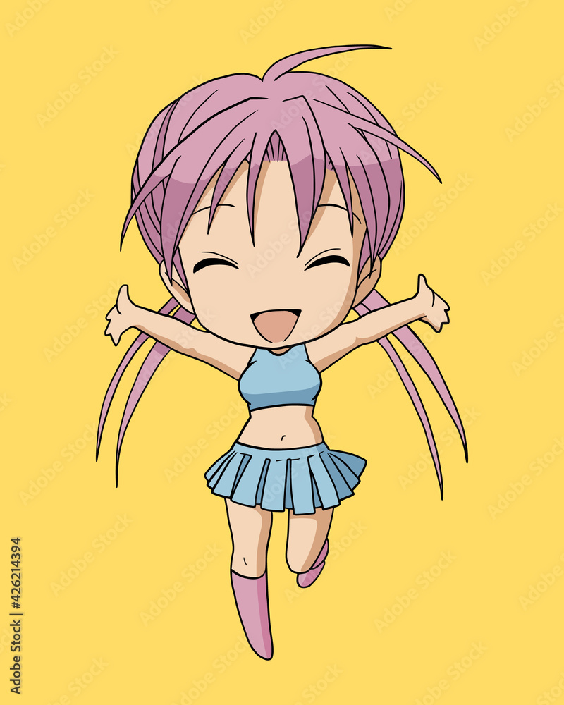 Cute little girl anime chibi character style vector illustration Stock ...