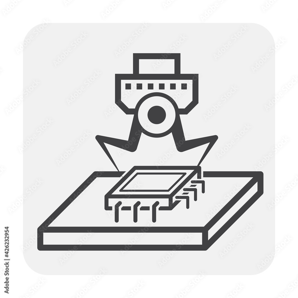 Computer production industry, equipment and technology vector icon ...