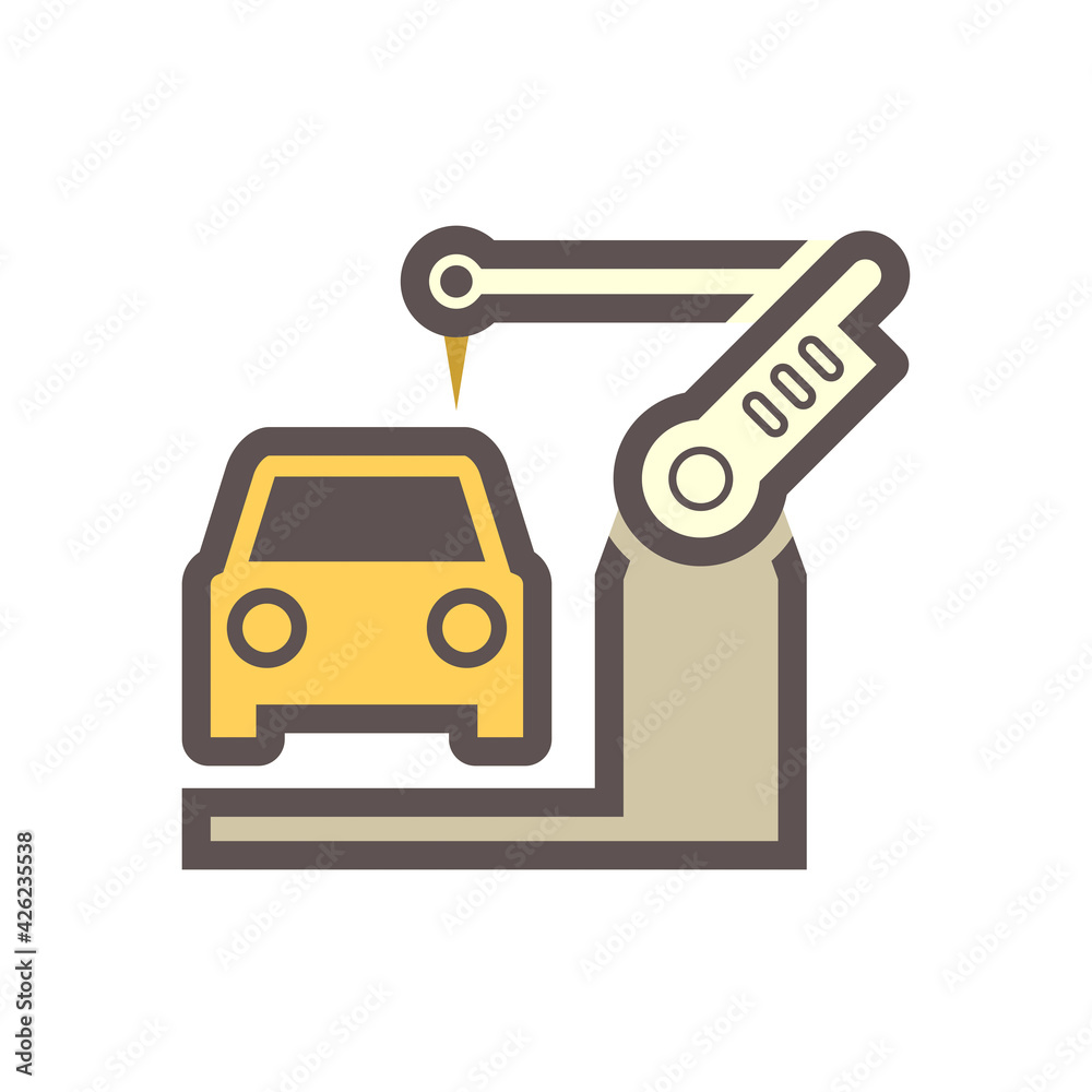 Automotive manufacturing, assembly or production industry vector icon ...