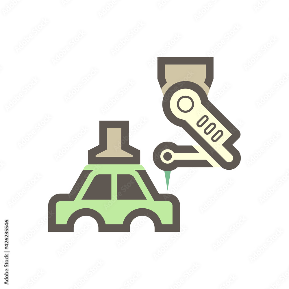 Automotive manufacturing, assembly or production industry vector icon ...