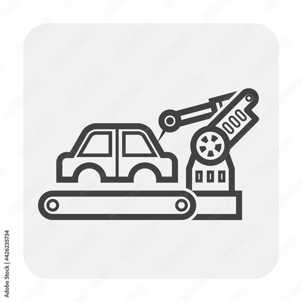 Automotive manufacturing, assembly or production industry vector icon ...