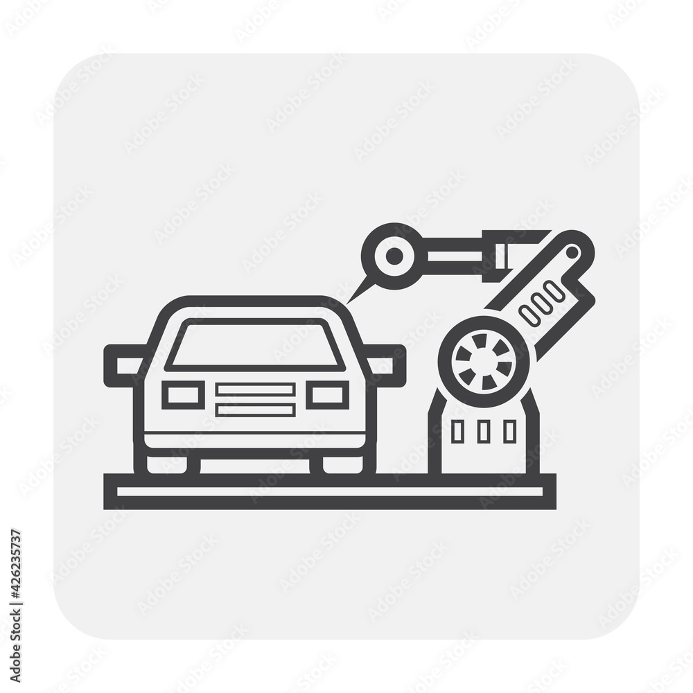 Automotive manufacturing, assembly or production industry vector icon ...