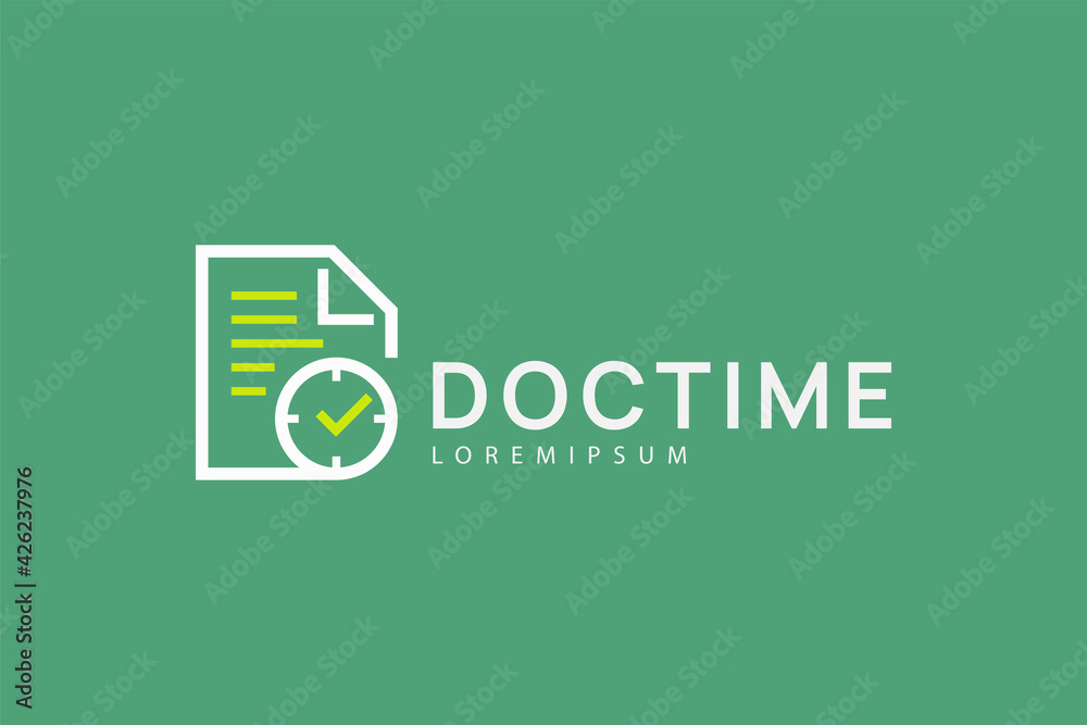 Document Time Logo Design Template. Document Work Icon Line Art Vector ...