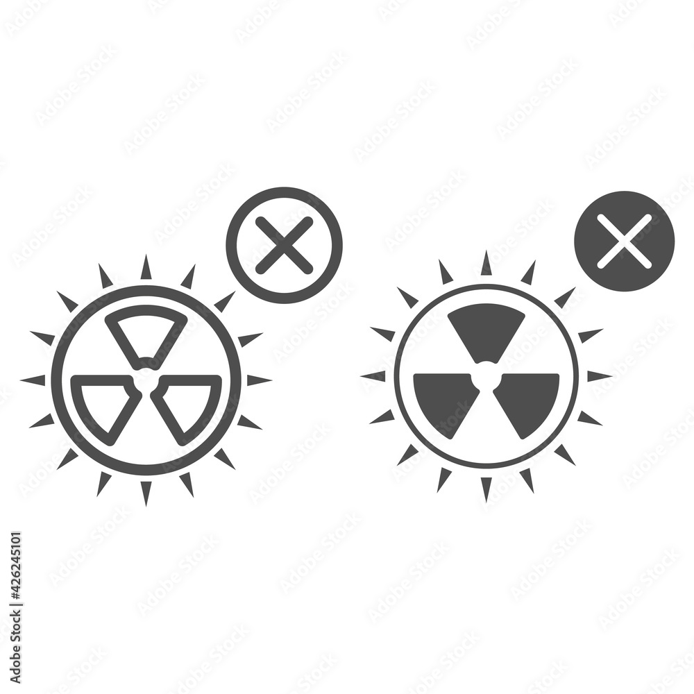 No radiation line and solid icon, Safety engineering concept ...